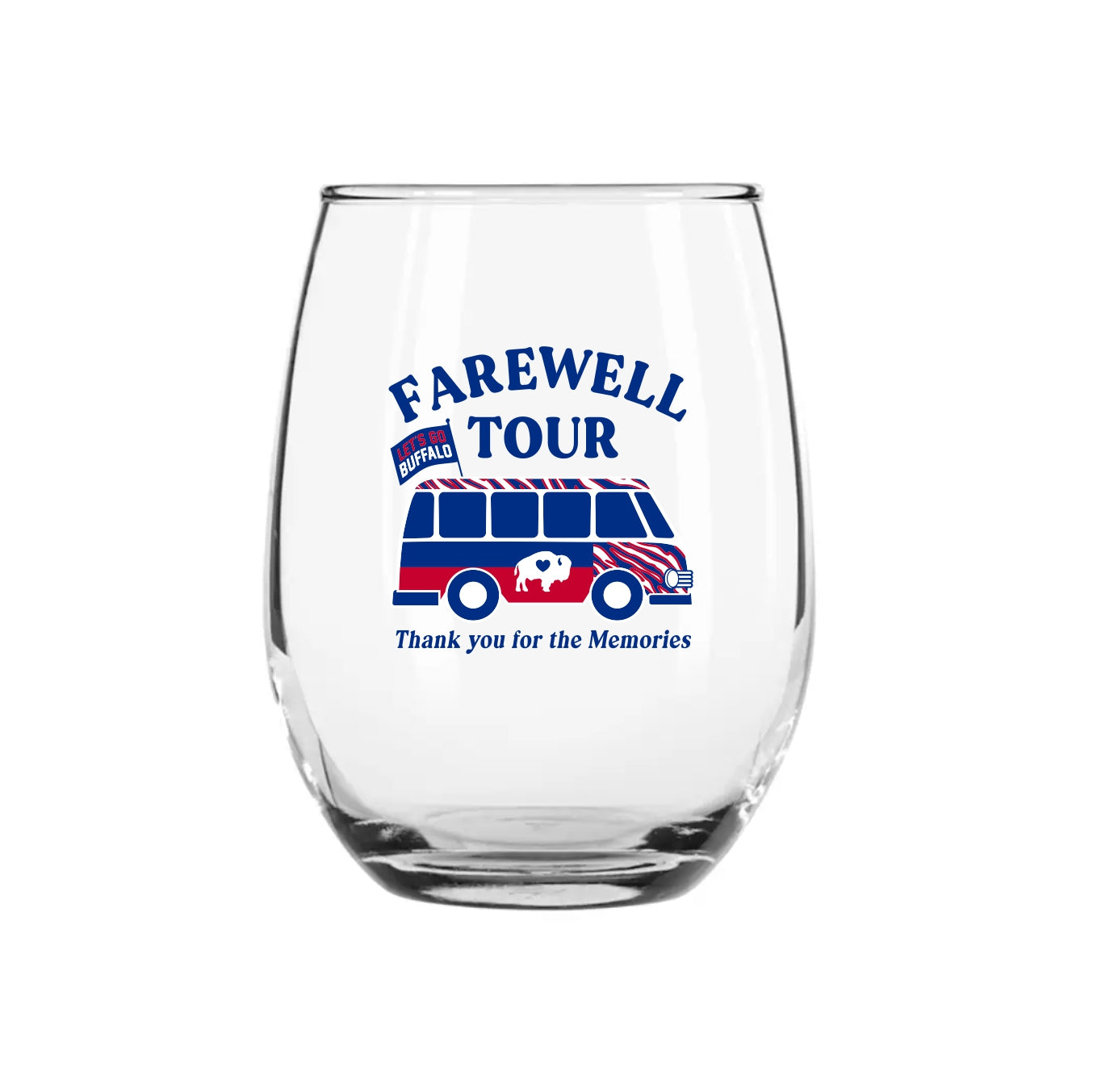 Farewell Bus Stemless Wine Glass – Buffalove Apparel